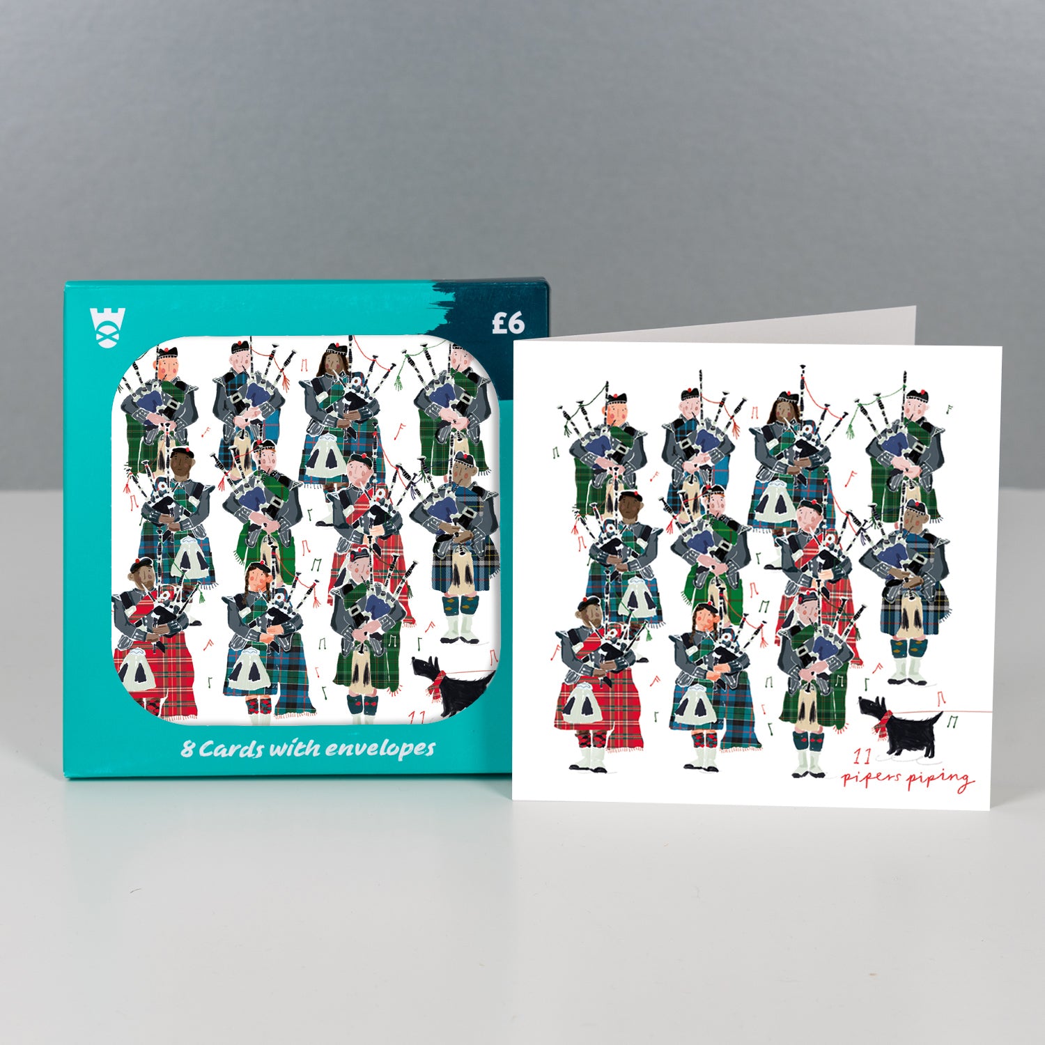11 Pipers Piping Christmas Cards Pack of 8 – National Trust for Scotland