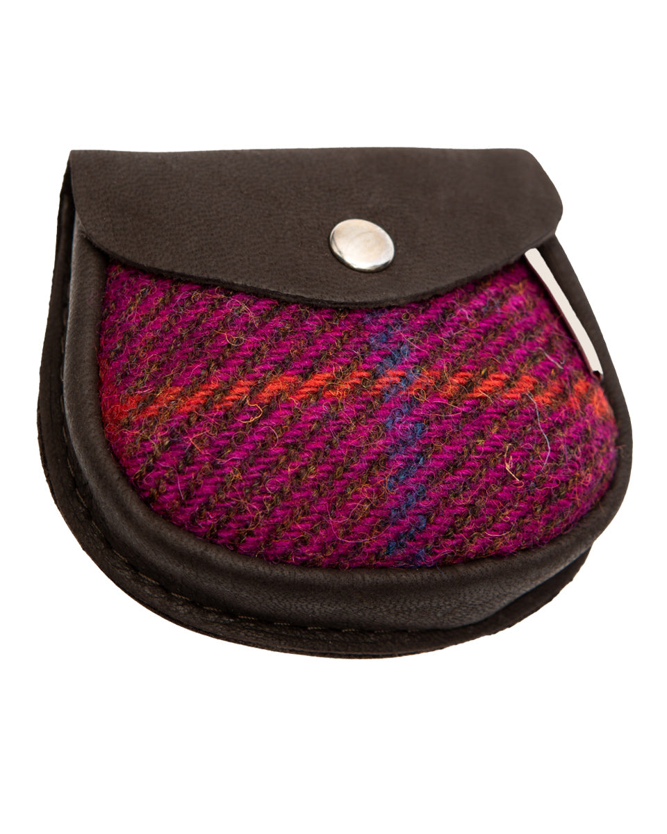 Harris Tweed and Deerskin Leather Purse in Deep Pink Design – National ...