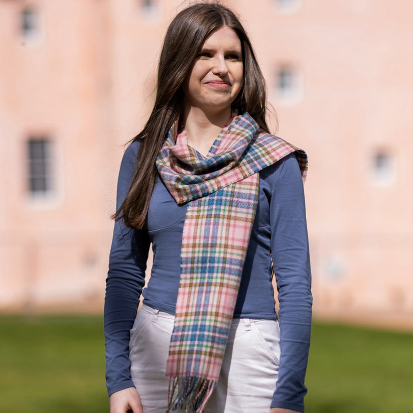 Pink Castle Tartan Scarf - Scottish Lambswool Accessory – National ...